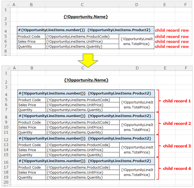 Output Child Records in Block Format Layout | Office File Creator